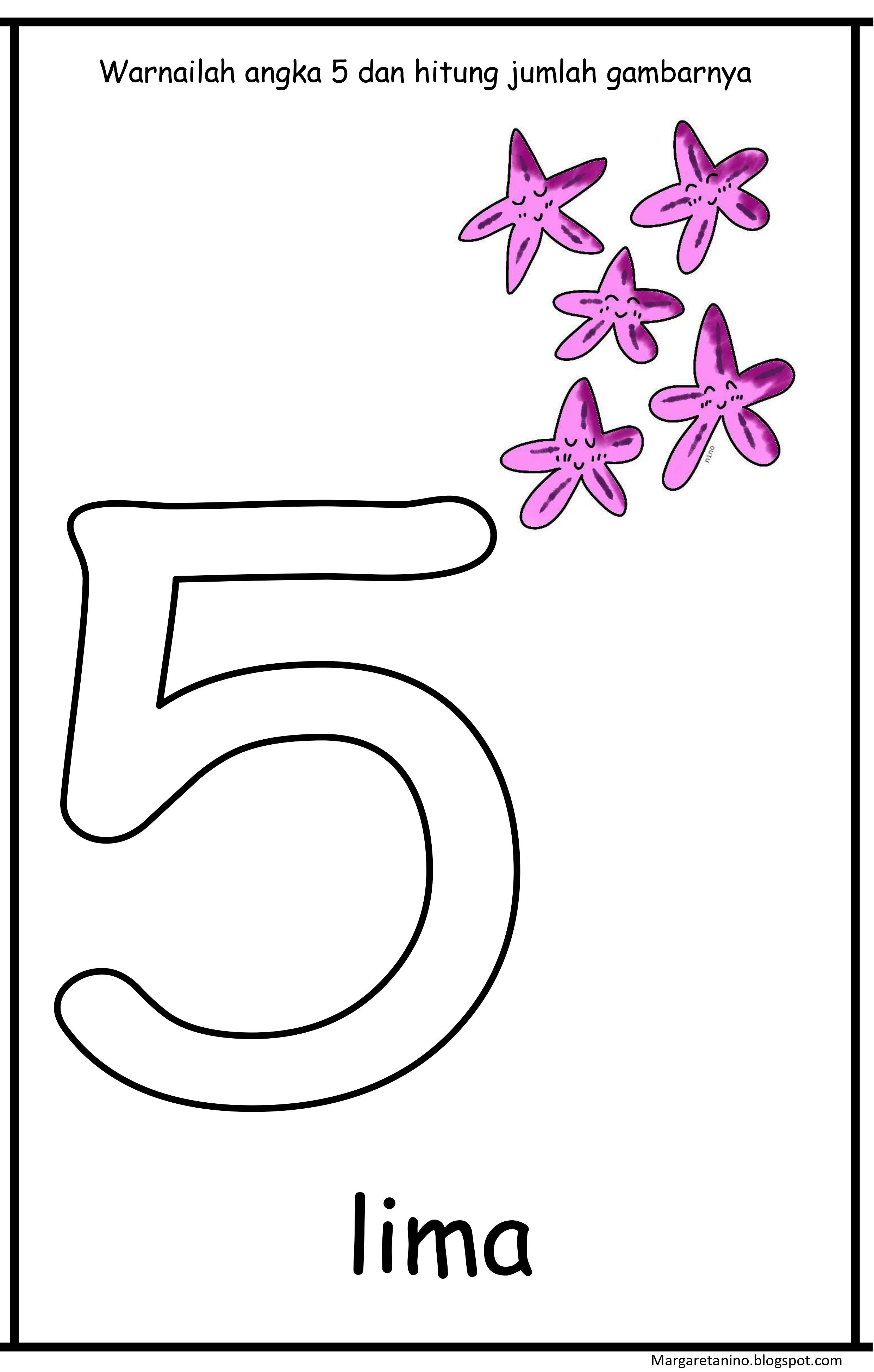 Free Printable - Angka 1-5 serta pengulangan untuk PGA