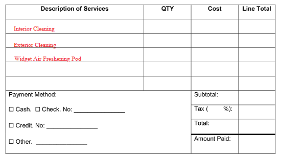 Car Wash Receipt Sample - Invoice Template