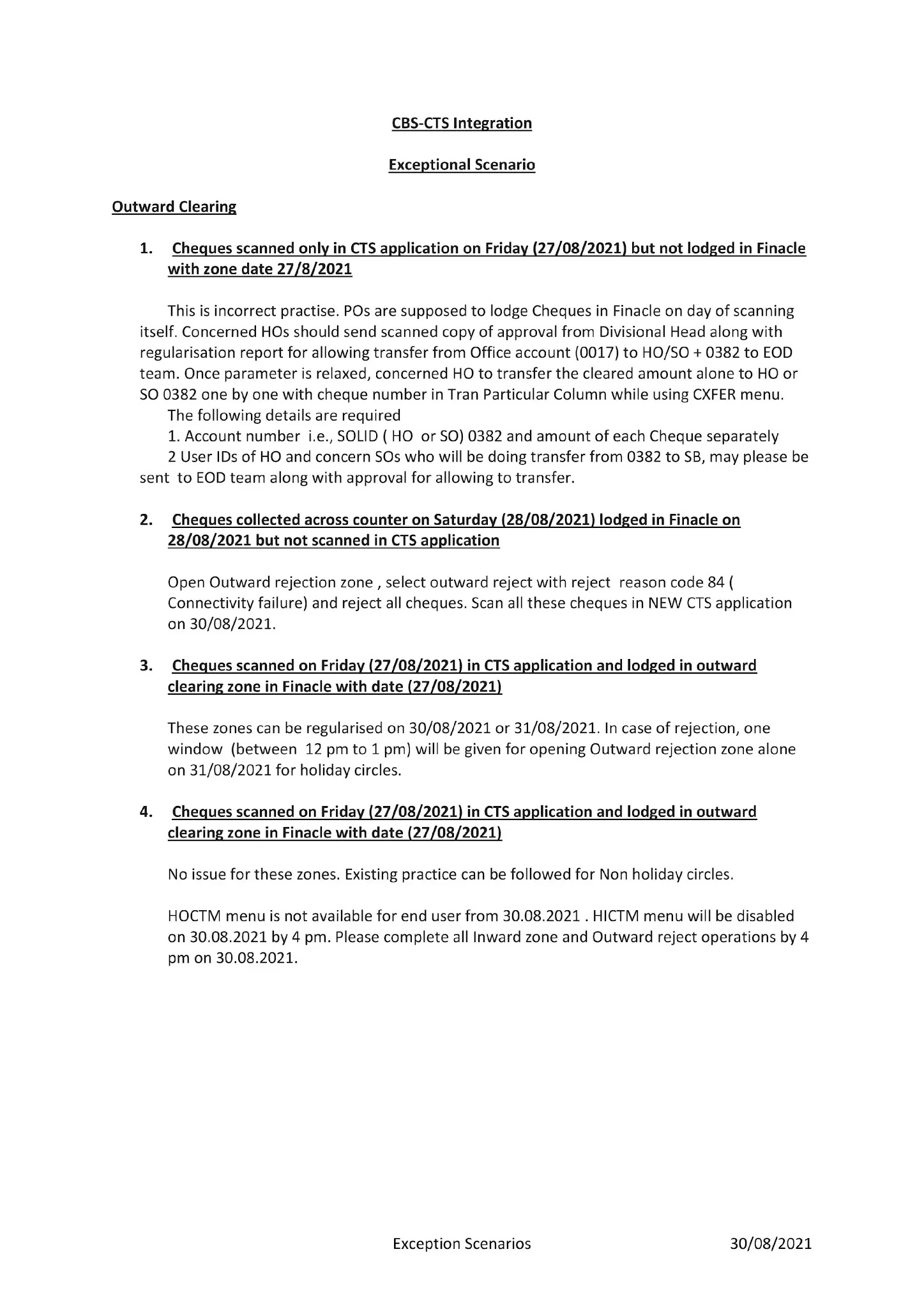 CBS CTS Integration Exceptional Scenario | CBS CTS Integration in Post ...