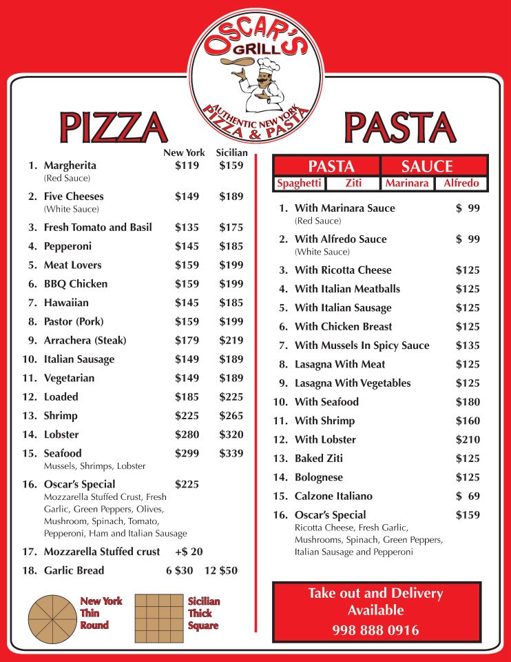 Oscar's Pizza & Sports Grille Menu at Samuel Truelove blog