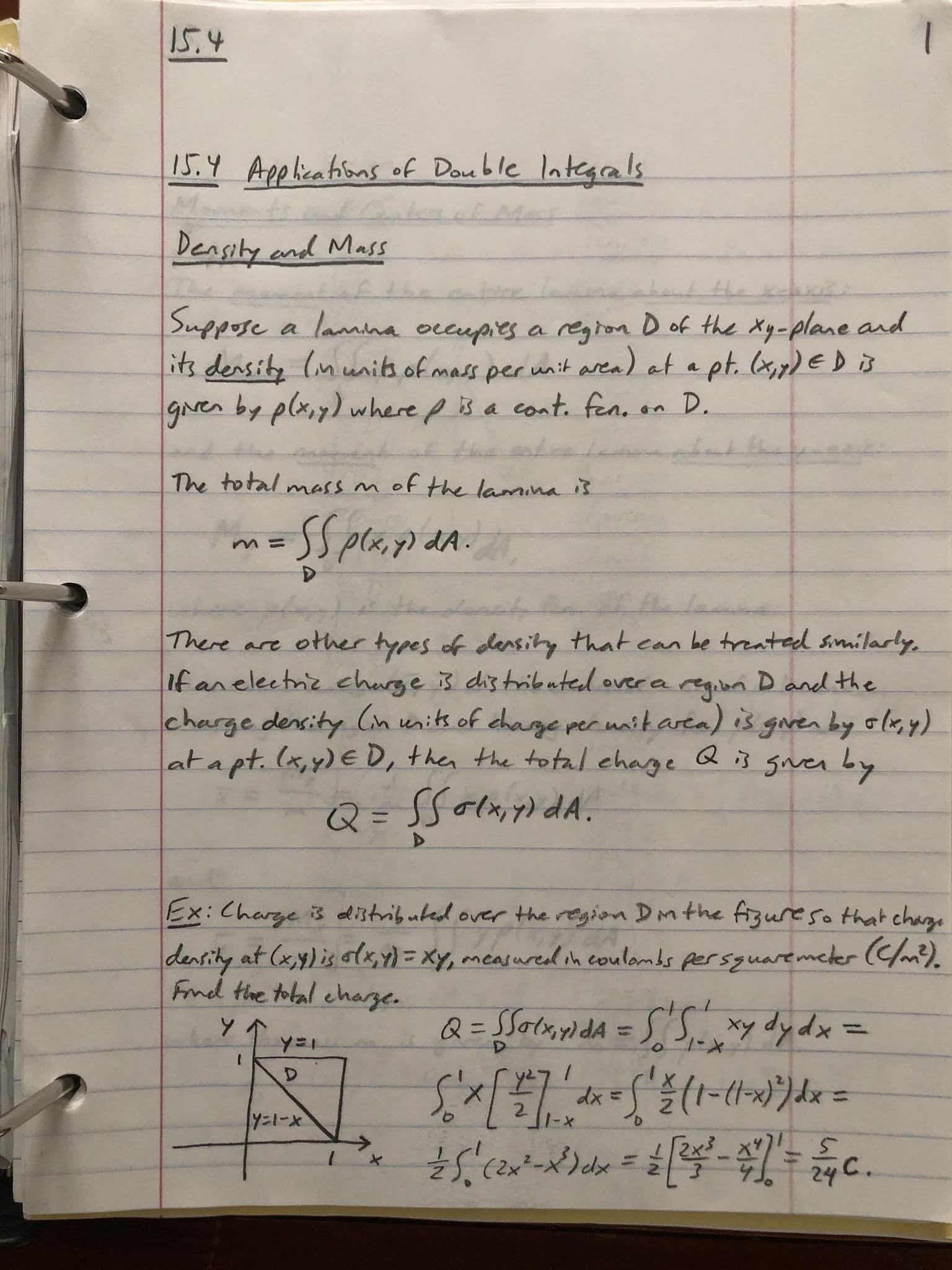 Professor Frank’s Math Blog: 15.4 Applications of Double Integrals Notes