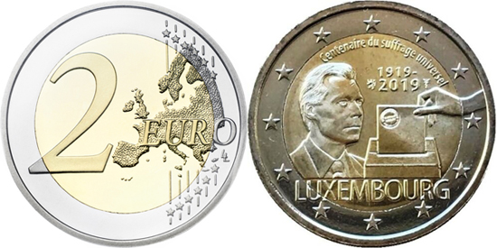 World Coin News Luxembourg 2 Euro 2019 100 Years Of Universal Suffrage