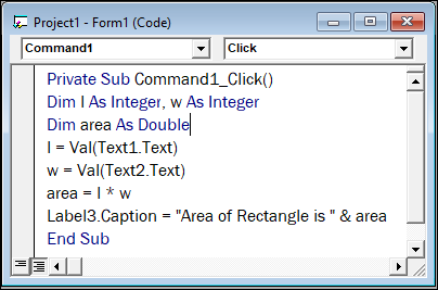 NJ Design: HOW TO CALCULATE AREA OF RECTANGLE USING VB PROGRAMMING.