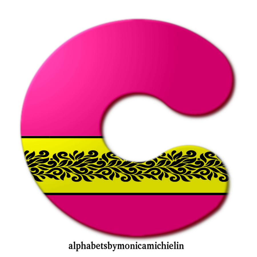 M. Michielin Alphabets: YELLOW AND PINK DAMASK ORNAMENT ALPHABET AND ...