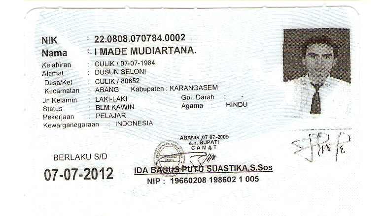 Mudiartana Made: Contoh KTP