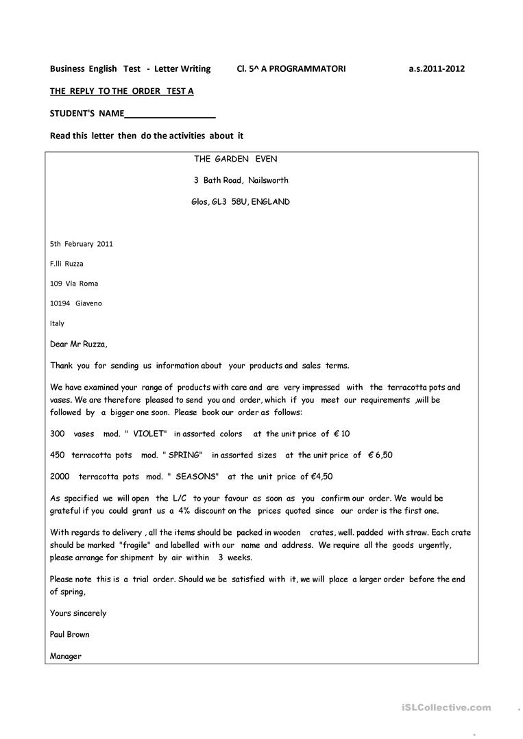 Letter Writing English - Formal Letter