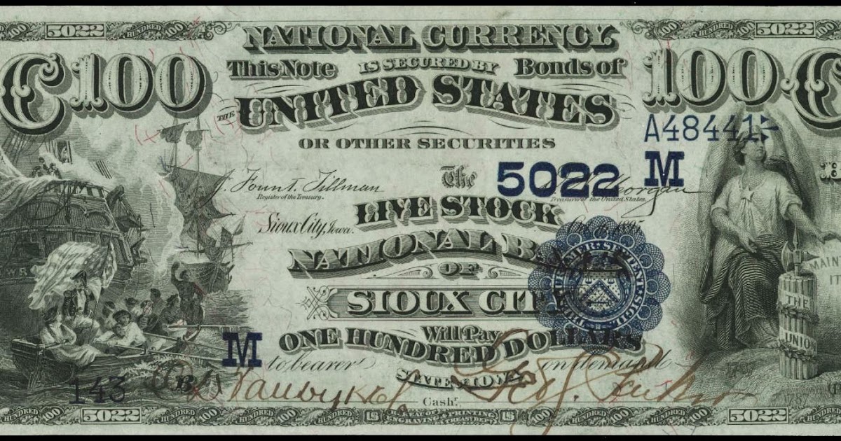 1882 100 Dollar Date Back National Currency Bank Note 5022 The Live ...