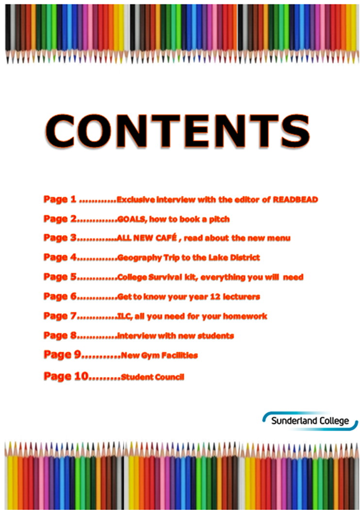Annas AS Media Life: Mock School Magazine Contents Page
