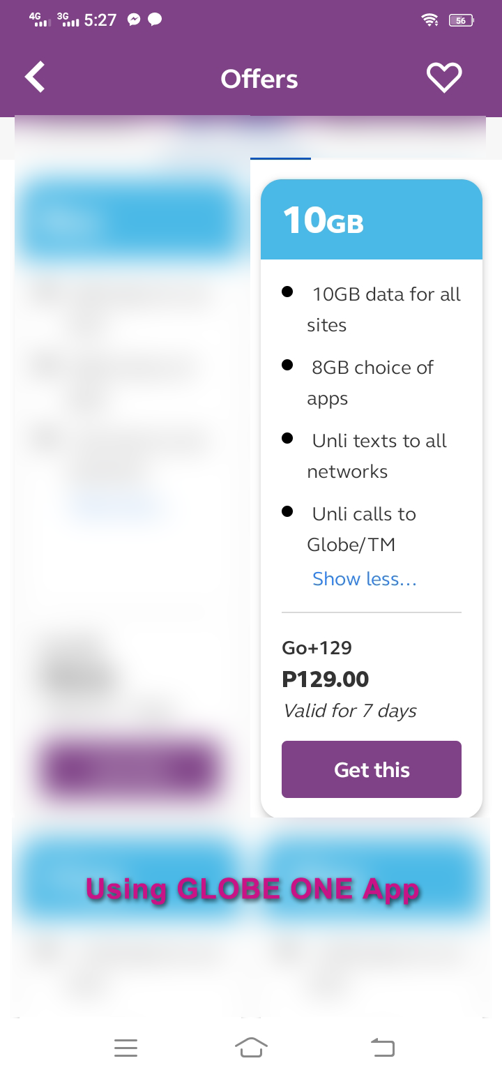 Globe GO+129 - 7 Days, 10GB Data for All Sites + 8GB Choice of Apps ...