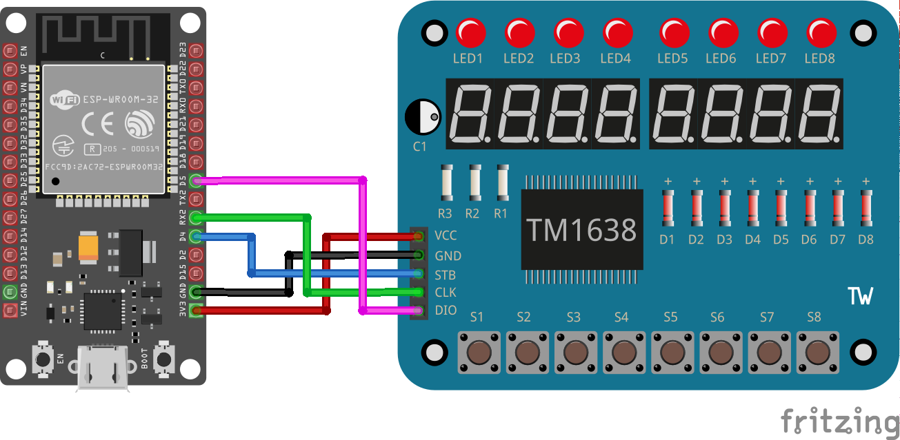 Électronique en amateur: ESP8266 / ESP32 et afficheur à base de TM1638