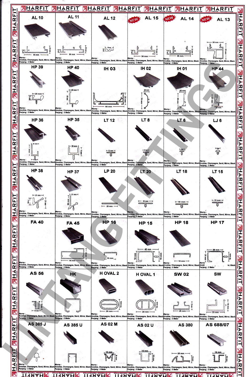 Profil Aluminium Frame Harfit - Lintang Fittings