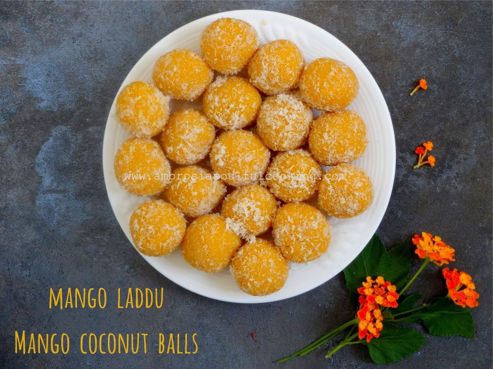 Mango Laddu | Mango Coconut Laddu | Mango Coconut Balls | Ambrosia