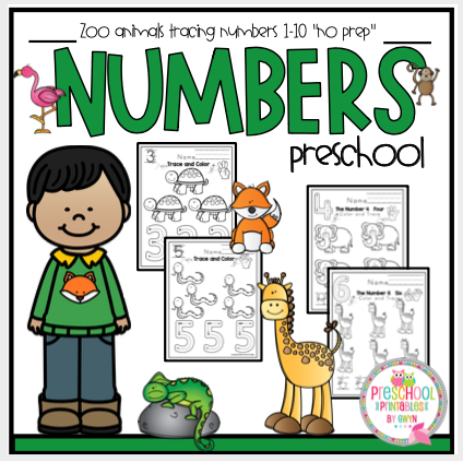 Zoo Animals Number Worksheets 1-10 "No Prep" ~ Preschool Printables