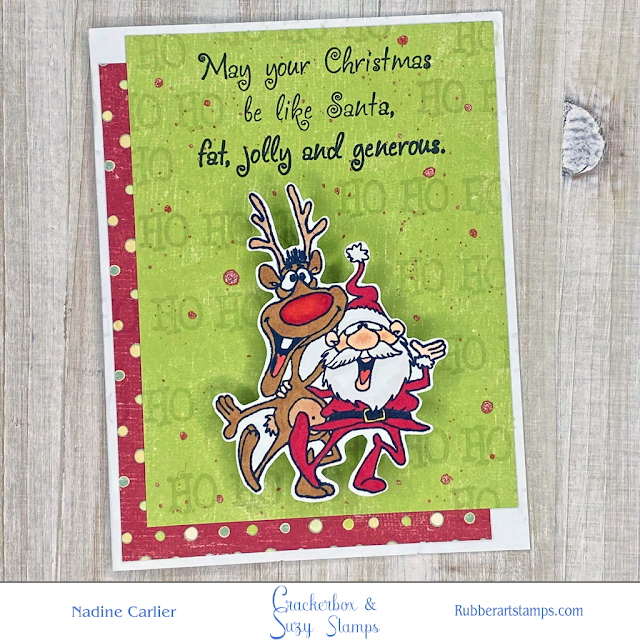 Dancing Santa and Reindeer Christmas Card ~ Nadine Carlier