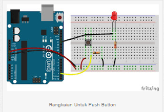 e)(o: Menyalakan Led dan Blink dengan push button menggunakan Arduino