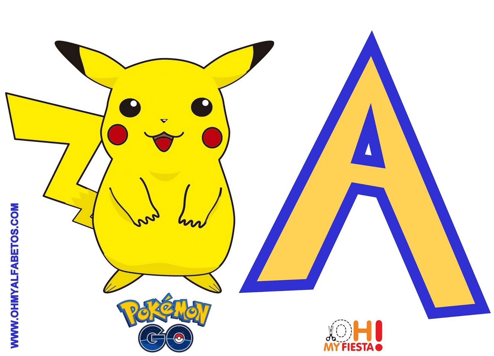 Alfabeto Gratis de Pikachu Pokemon Go. - Oh my Alfabetos!