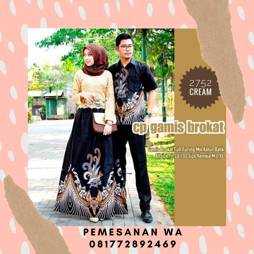 Model Baju Gamis Batik Couple Sarimbit Kombinasi Broklat Motif ...