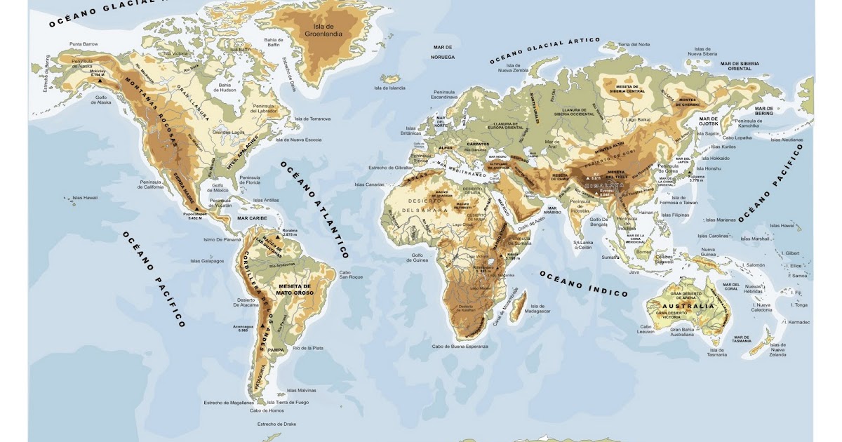 Más que Ciencias Sociales: FP Básica. Mapa del relieve mundial