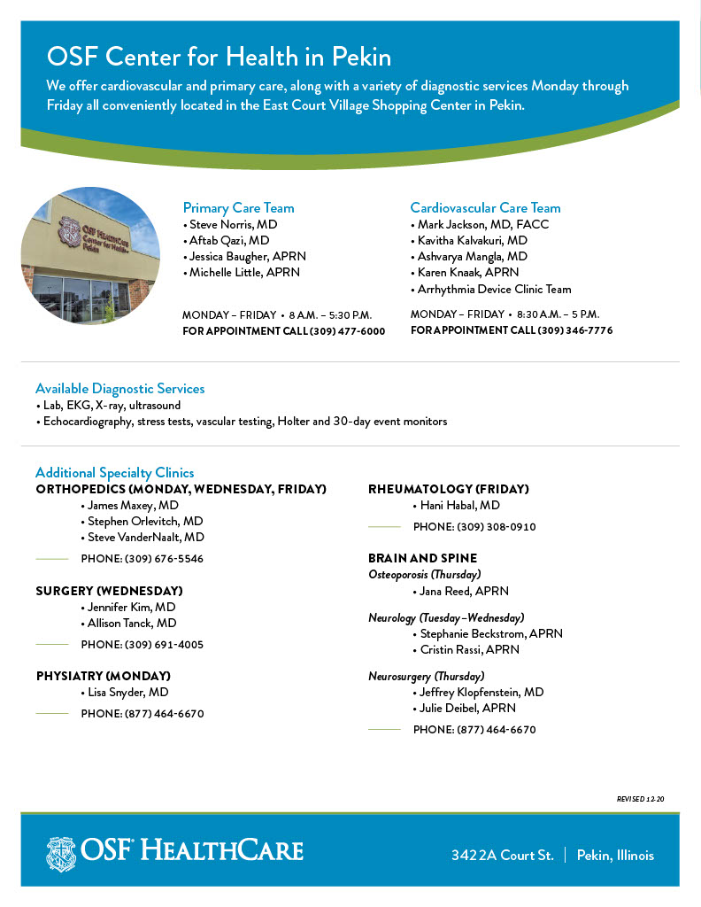 OSF Center for Health in Pekin Offerings