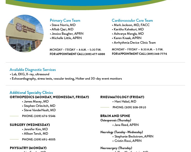 OSF Center for Health in Pekin Offerings