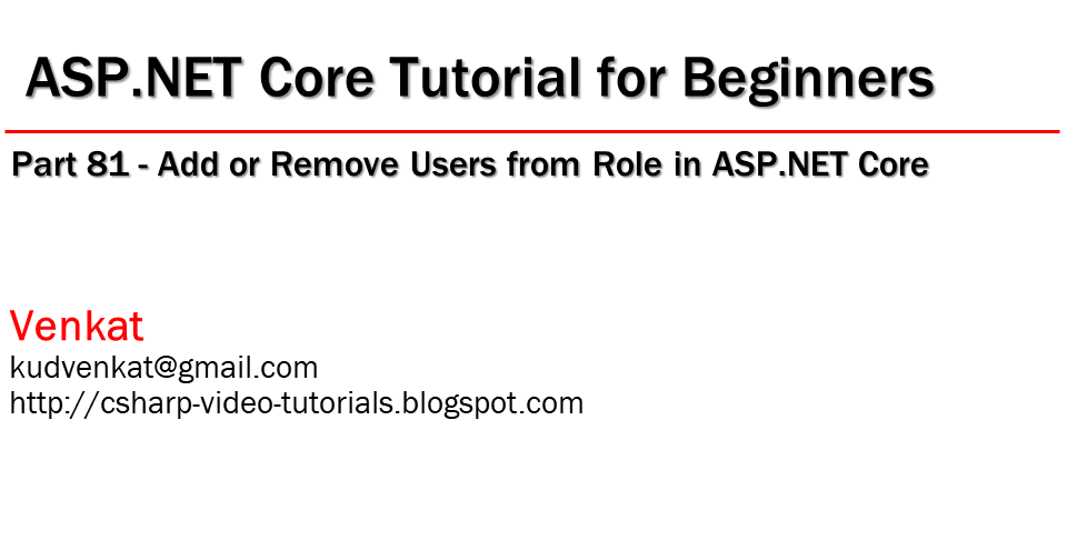 Sql Server Net And C Video Tutorial Add Or Remove Users From Role In Core Slides