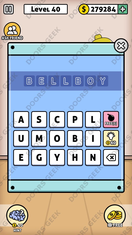 Escape Room: Mystery Word Level 40 Answer ~ Doors Geek