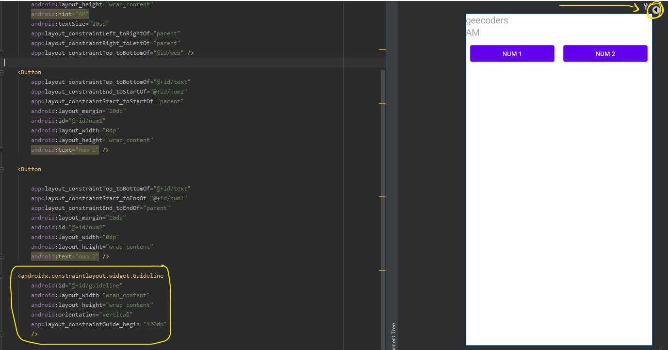 شرح استخدام Guideline داخل برنامج اندرويد ستوديو