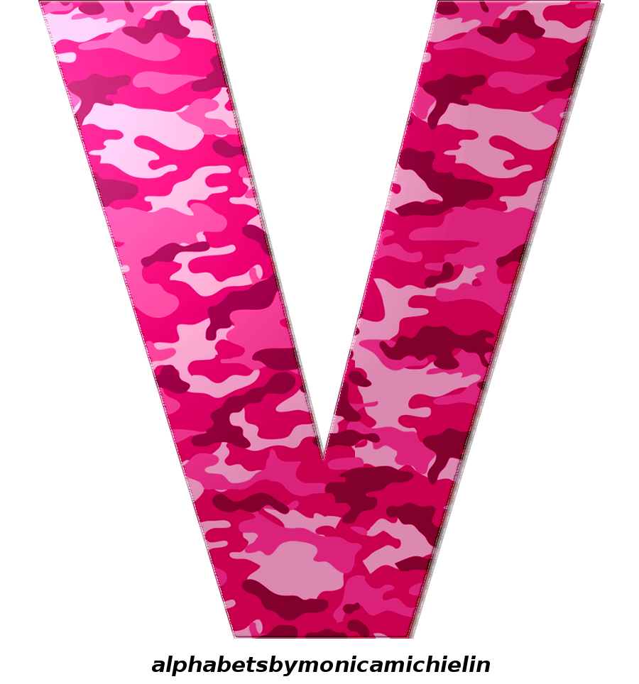 M. Michielin Alphabets: 4-PINK CAMOUFLAGE BIG ALPHABET PNG