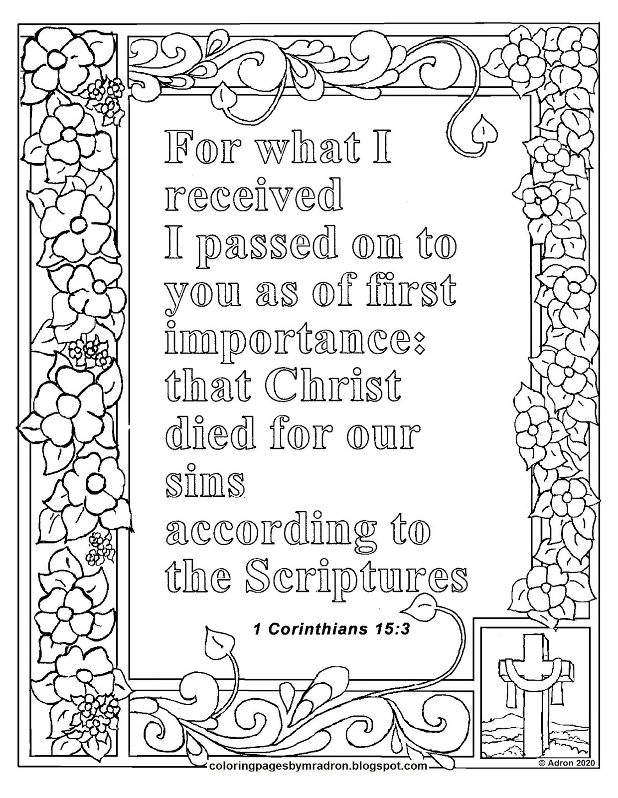 Coloring Pages for Kids by Mr. Adron: Free 1 Corinthians 15:3 Print And ...