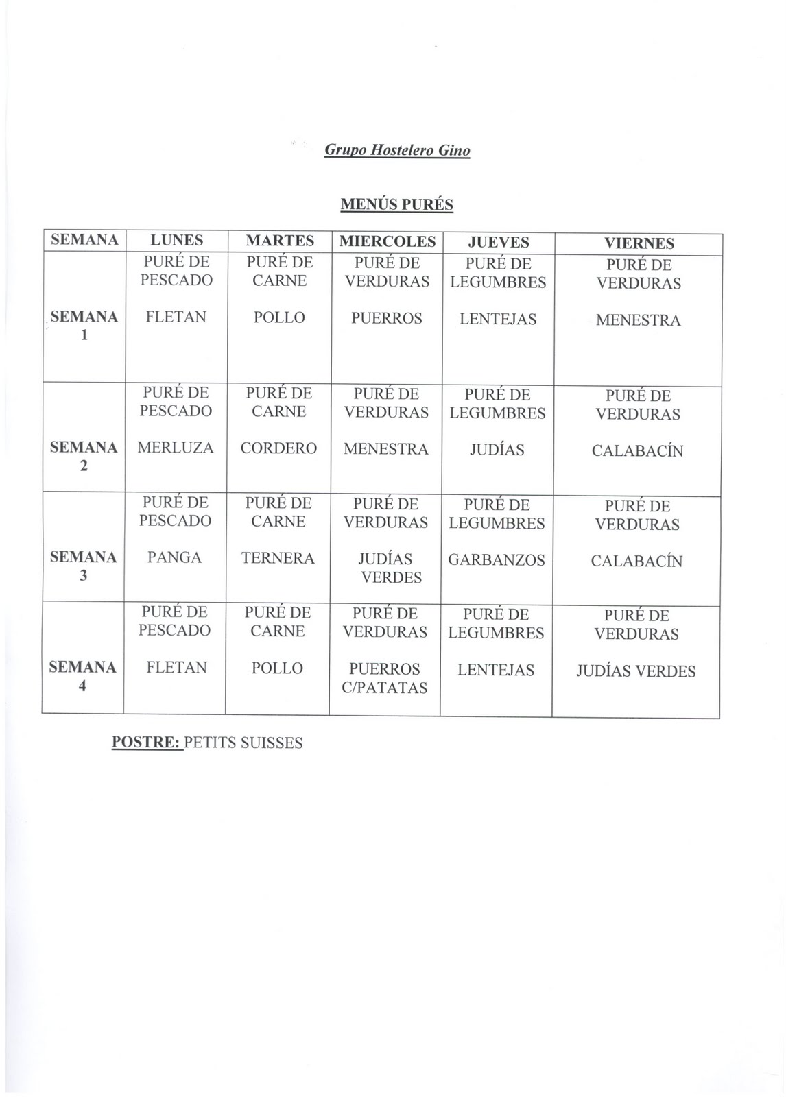 ESCUELA INFANTIL GARABATOS: MENU SEPTIEMBRE