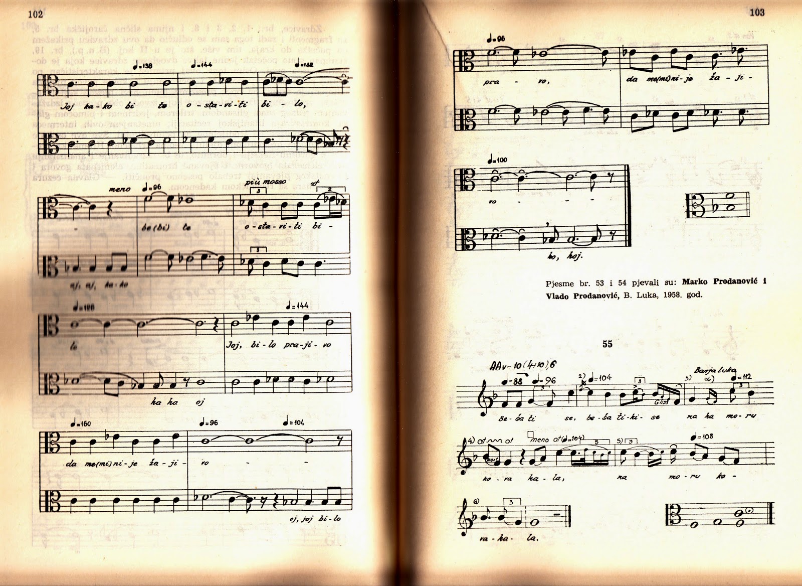 SEVDALINKE: Notni zapisi sevdalinki. Vlado Milošević: Bosanske narodne ...