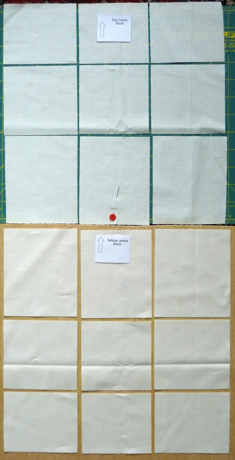 verykerryberry: Quilt-a-long, Top Row Centre, Bottom Row Centre Blocks