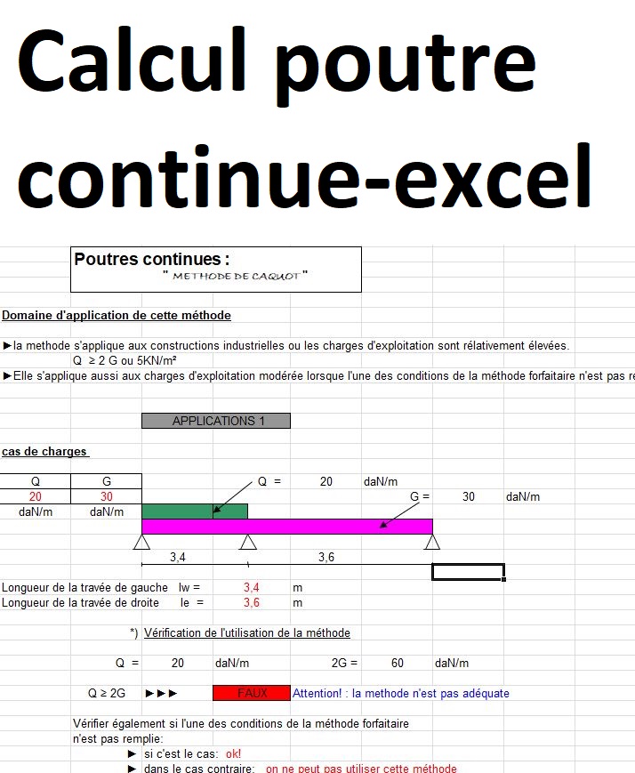 Calcul poutre continue sur excel | Cours génie civil - Outils, livres ...