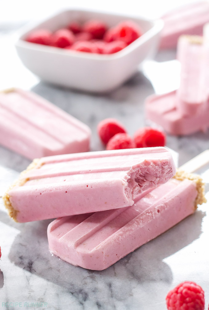 food drink: RASPBERRY CHEESECAKE YOGURT POPSICLES