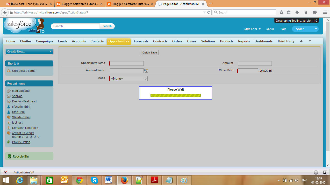 How To Use Apexactionstatus Tag In Visualforce Page ~ Salesforce Tutorials