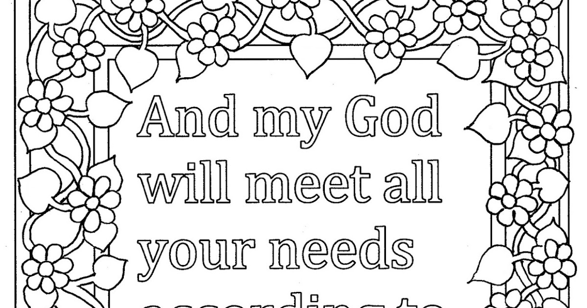 Coloring Pages for Kids by Mr. Adron: Free Philippians 4:19 Print and ...
