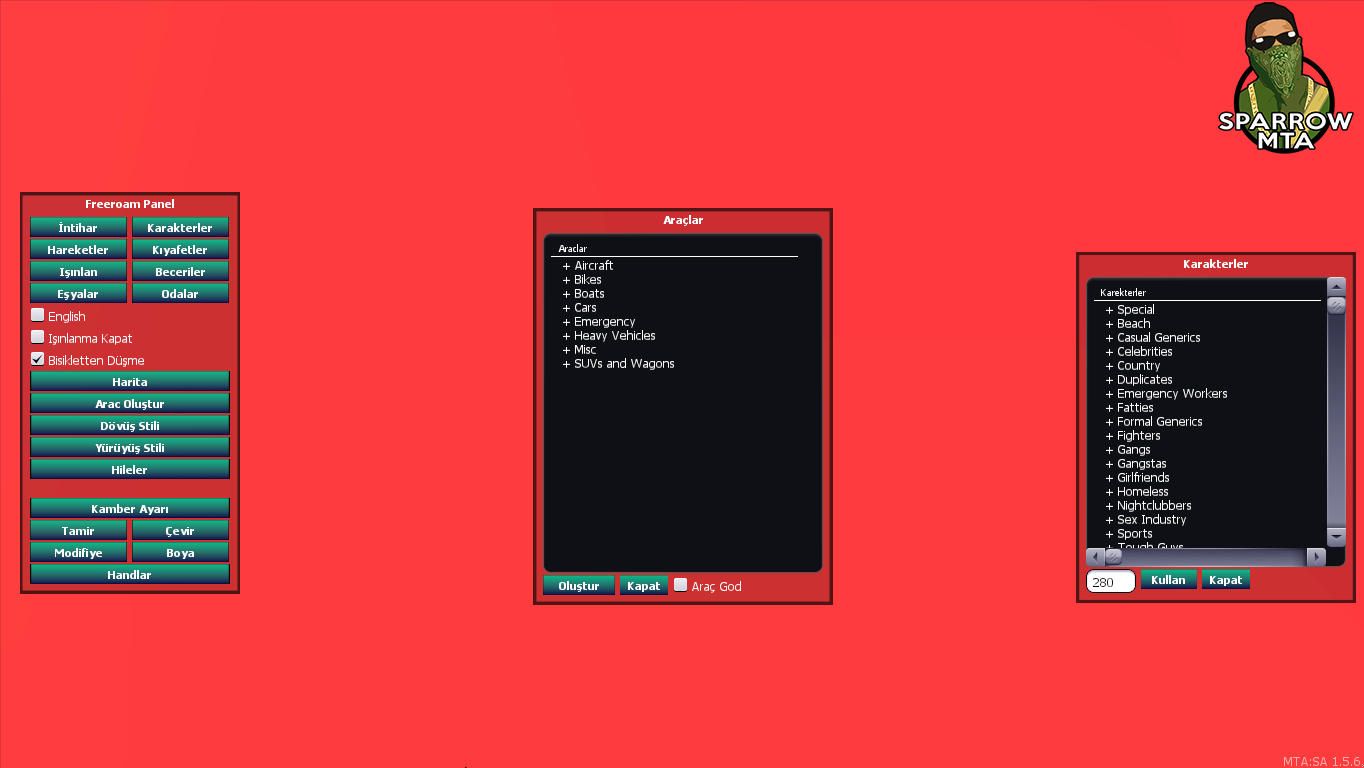 MTA SA F1 Freeroam Panel Scripti