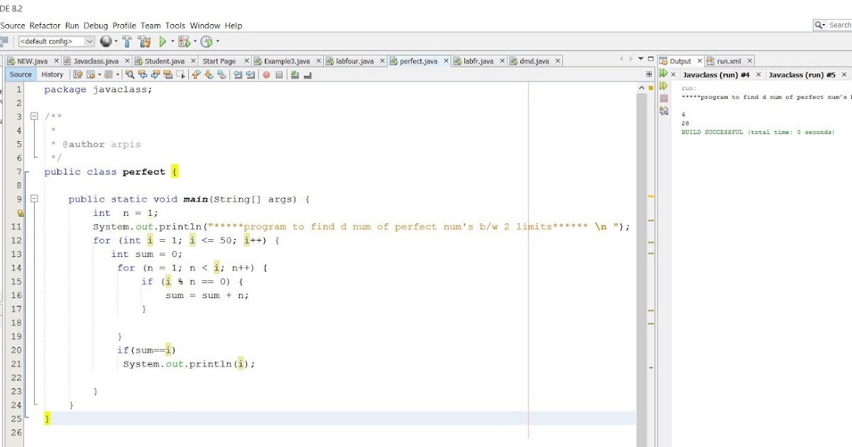 java: java program to print perfect numbers between two limits the {min ...