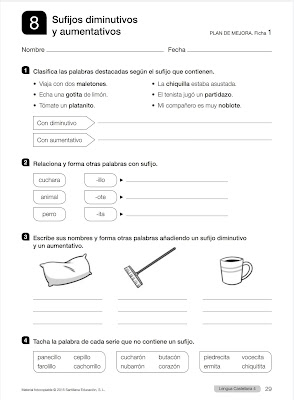 LENGUA 4º: VOCABULARIO. sufijos diminutivos y aumentativos. REPASO