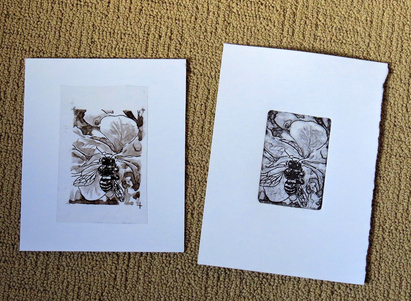 My Printmaking Journey: More hand coloured polymer plate etching