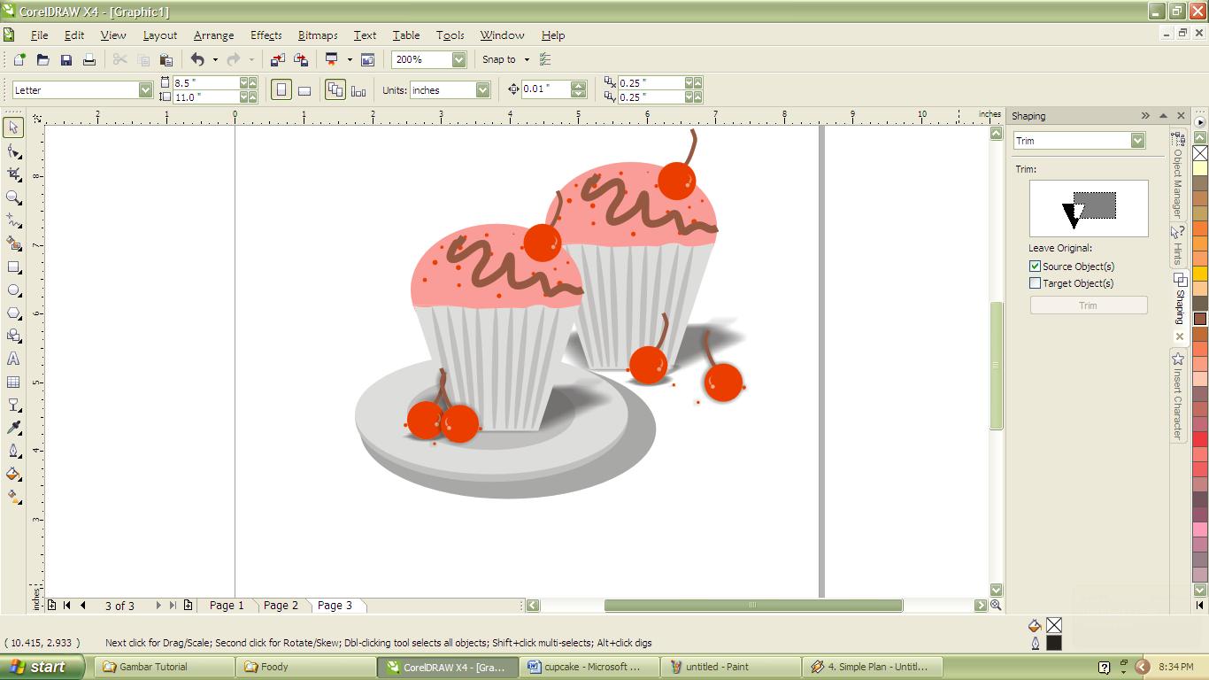 Natul Cute Cupcakes Online: CorelDraw Cherry Cup Cake
