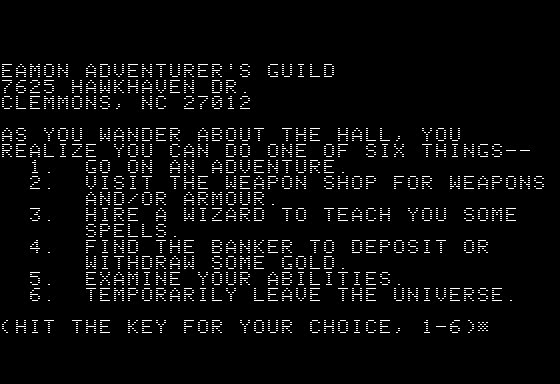 CRPG Adventures: Game 41: Eamon: The Beginner's Cave (1979)