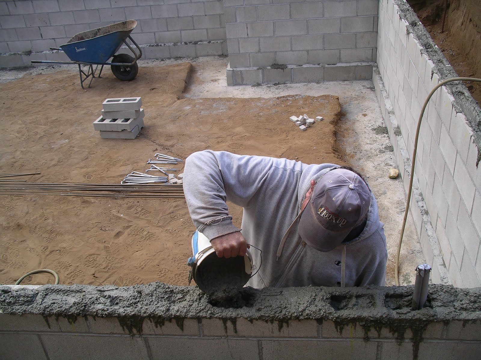 Home Remodeling Step By Step: Step 12 - Grouting the Retaining Wall