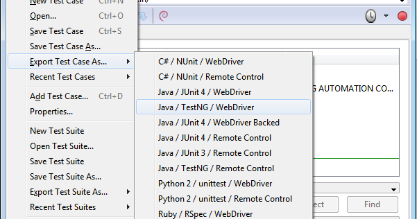 Exporting Selenium Ide Tests To Webdriver Selenium Webdriver Automation Concepts