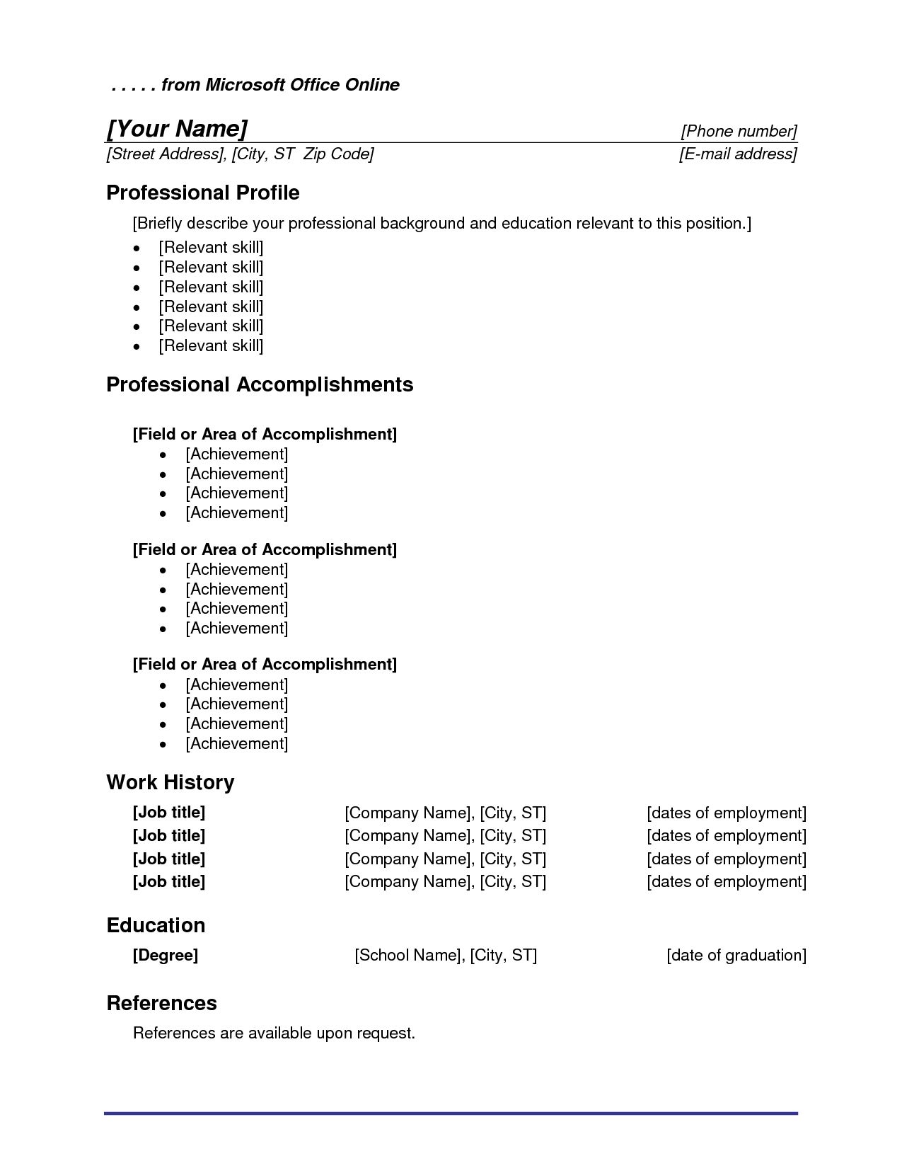Resume Templates Microsoft Office ~ Resume Letter