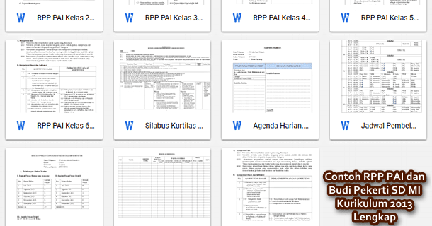 Contoh RPP PAI dan Budi Pekerti SD MI Kurikulum 2013 Lengkap