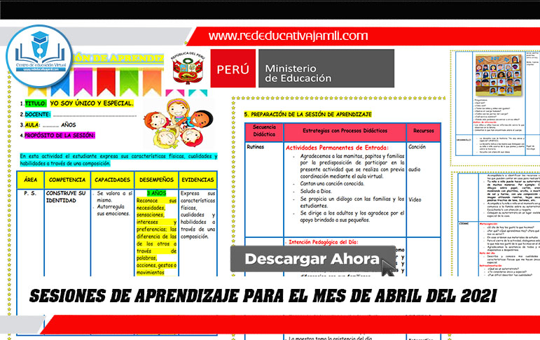 Actividad o sesión de aprendizaje correspondiente al mes de abril 2021 | Adaptado a Aprendo en ...