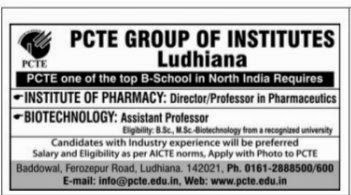 PCTE Group of Institutes,Ludhiana Recruitment of Faculty