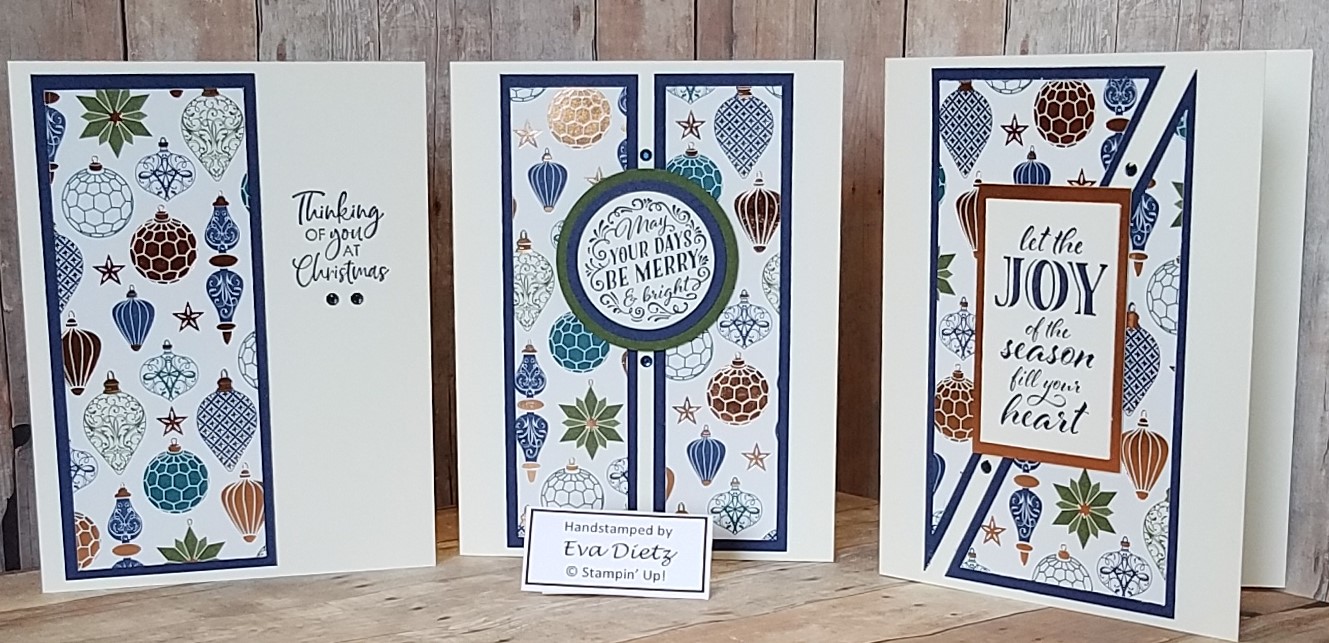 Stampin' with Eva: Brightly Gleaming DSP 14 cards of Wonderful!