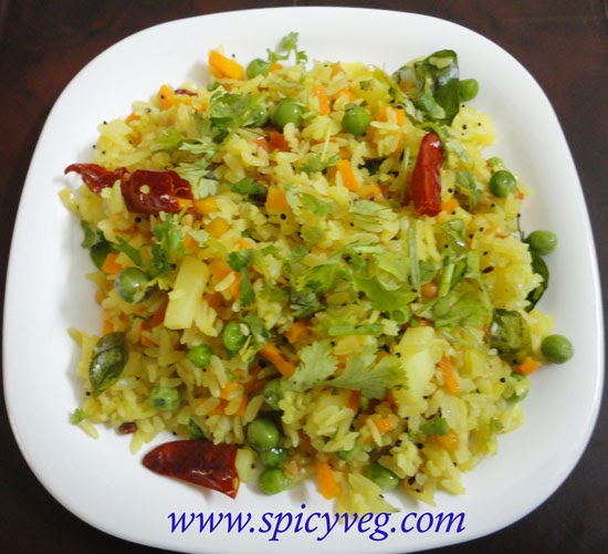 World Of Vegeterian Recipes: Mixed Vegetable Poha - Flattened Rice With ...